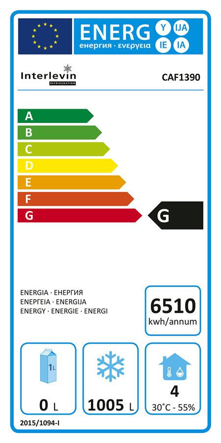 Interlevin CAF1390 Triple Door Upright Freezer